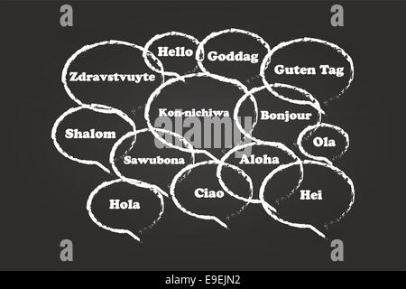 Speech bubbles with Hello on different languages Stock Photo - Alamy