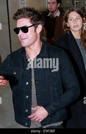 Zac Efron leaving the BBC Radio 1 studios after appearing on Nick ...