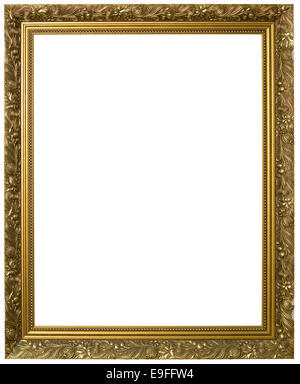 Ornate golden picture frame cut out isolated on white background Stock ...