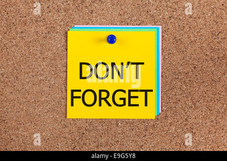 Don't Forget Reminder Words on Yellow Sticky Notes Stock Photo - Alamy