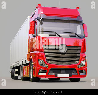 Big Red 18-wheeler Peterbilt Truck Stock Photo - Alamy