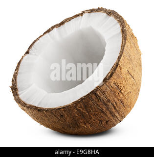 Half of coconut close up on a white background Stock Photo - Alamy