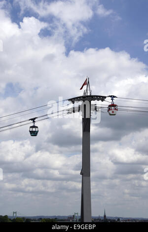 Cable car, Seilbahn in Cologne in Germany with the Zoo Bridge and the ...