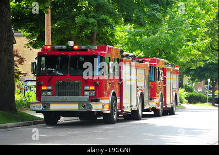 Parked Canadian fire engines vehicles at an emergency response Stock ...