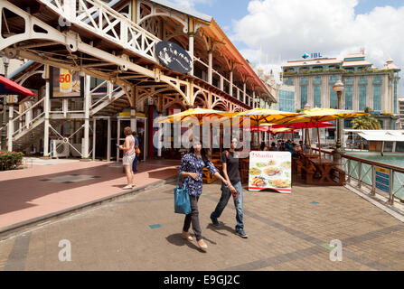 Mauritius, Port Louis. People walking the Esplanade on the waterfront ...