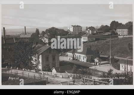 A photograph of Bryn Station in Oslo, taken around 1922. Captured by ...