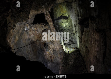 Exploring Moss Head slate mine, Coniston, Cumbria UK Stock Photo - Alamy
