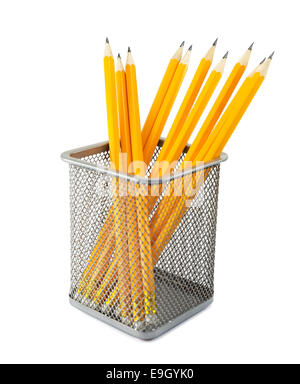 Wood pencils in metal pot Stock Photo - Alamy