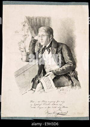 A portrait of Henrik Wergeland, a prominent Norwegian writer, depicted ...