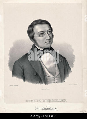 A portrait of Henrik Wergeland, a prominent Norwegian writer, depicted ...