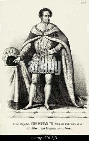 Lithograph of King Christian VIII of Denmark, created after a painting ...