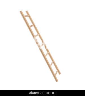 Wooden ladder, vertical isolated stepladder, detailed closeup, bright ...