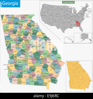 Georgia state political map Stock Photo - Alamy