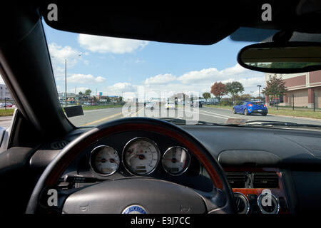 POV point of view - Driving on rural roads in farmland on Midwest Stock ...