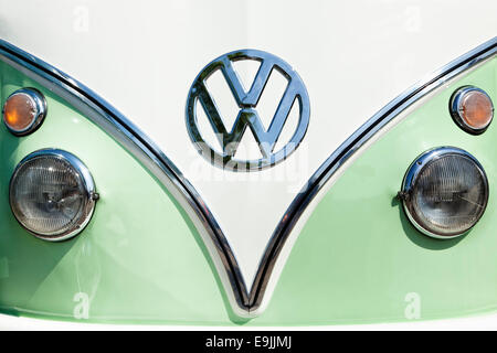 Headlight and winker of pastel green vintage Volkswagen microbus Stock ...