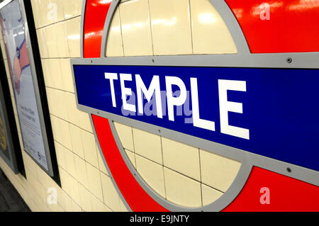 Temple Station Underground sign, London Underground tube station sign ...