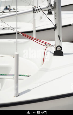 Block with rope on yacht Stock Photo - Alamy