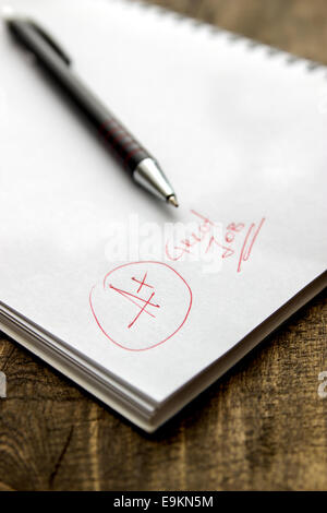 A plus (A+) grade on notebook paper sheet with math operation solved ...