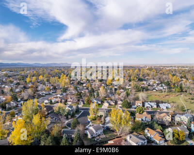 Aerial view of Fort Collins residential area, typical along Colorado ...