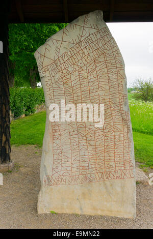 Runestone in Sweden, the famous Roek stone, Röksten, in Rok near ...