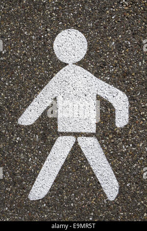 Pedestrian walker sign marking on asphalt street walkway foot walk way ...