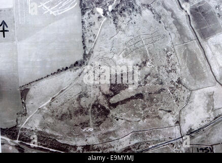 Aerial photograph showing trenches in France during World War I, taken ...