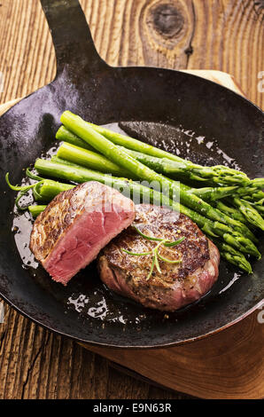 Fillet Mignon grilled Steak with asparagus, beef tenderloin meat ...