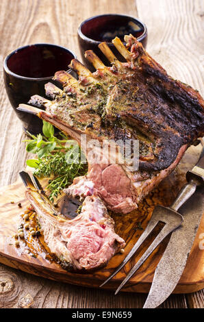 Grilled lamb carre Stock Photo - Alamy