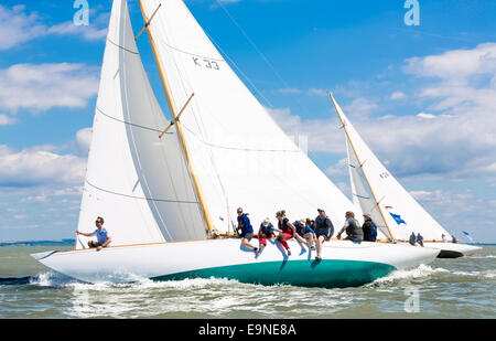 The Eight Metre yachts, Helen (nearest) and Saskia, competing in the ...