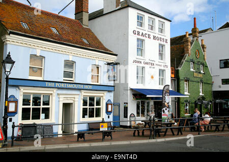Historic buildings, Quay, Poole harbour marina, Dorset, England; UK ...