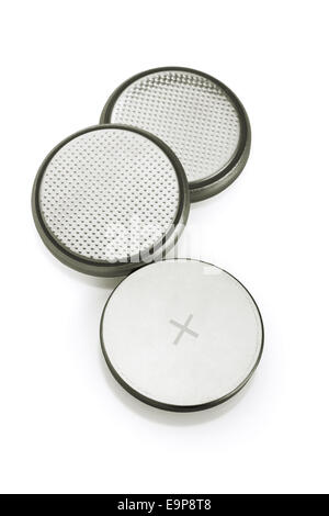 Coin Lithium batteries, on white background Stock Photo - Alamy