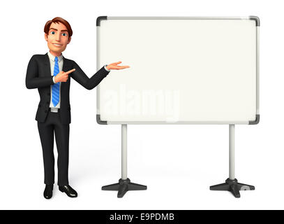Illustration of Young Business Man with display board Stock Photo - Alamy