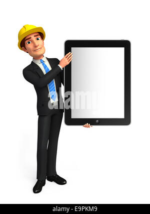 Illustration of Young Business Man with tab Stock Photo - Alamy