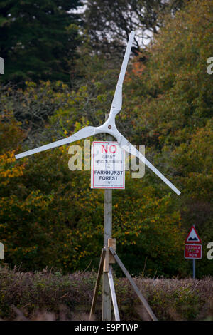 No giant wind turbines protest posters on farm gates on farm lamd Isle ...