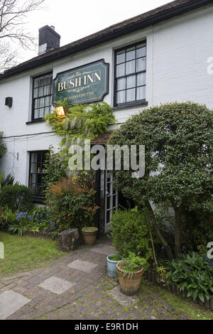 The Bush Inn pub situated on the banks of the River Itchen in the ...