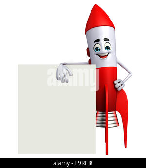 Cartoon character of rocket with display board Stock Photo - Alamy