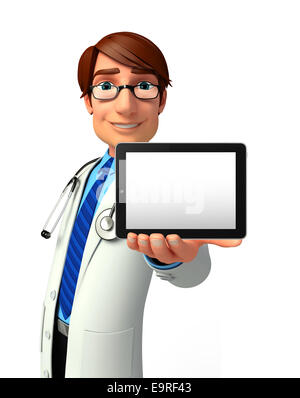 Illustration of young doctor with tab Stock Photo - Alamy