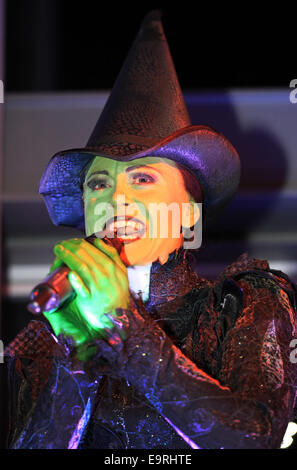 London, UK. 1st November, 2014. Wicked’s Emma Hatton (as Elphaba) sang ...