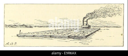 An 1883 illustration by Mark Twain, titled 'Caving Banks'. The image ...