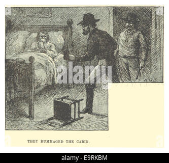 An 1883 illustration by Mark Twain showing a scene titled 'Overboard ...