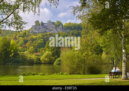 Karlsburg castle at banks of the Main River, Karlstadt, Germany Stock ...