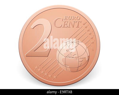two euro cent coin on a white background. Vector illustration Stock ...