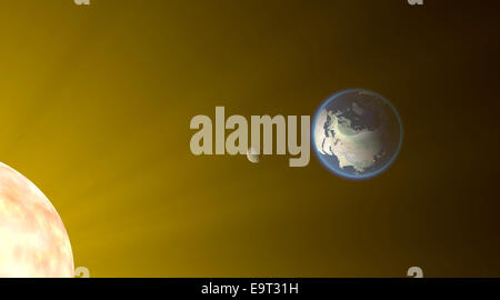 3D Solar eclipse, space earth moon sun Stock Photo - Alamy