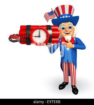 Illustration of uncle sam with time bomb Stock Photo - Alamy