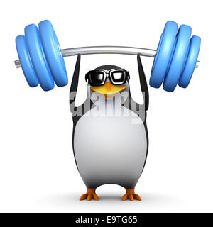 3d render of a penguin lifting weights Stock Photo - Alamy