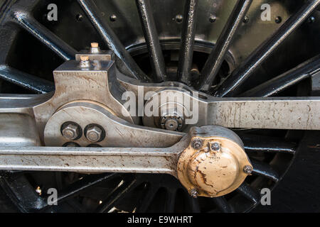 Close-up of a main drive wheel and linkages of a steam locomotive Stock ...
