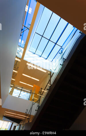 View of a corridor from an atrium Stock Photo - Alamy
