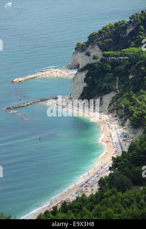 Cliffs of Mount Conero promontory in the adriatic sea. Ancona, Marche ...