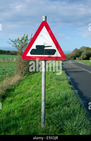 Unusual road sign Tank crossing Dundrennan ranges near Kirkcudbright ...