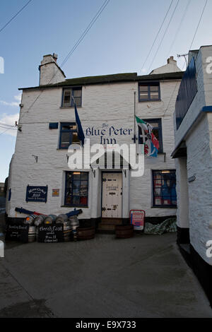 Blue Peter Inn Polperro Harbour at night Cornwall England Stock Photo ...